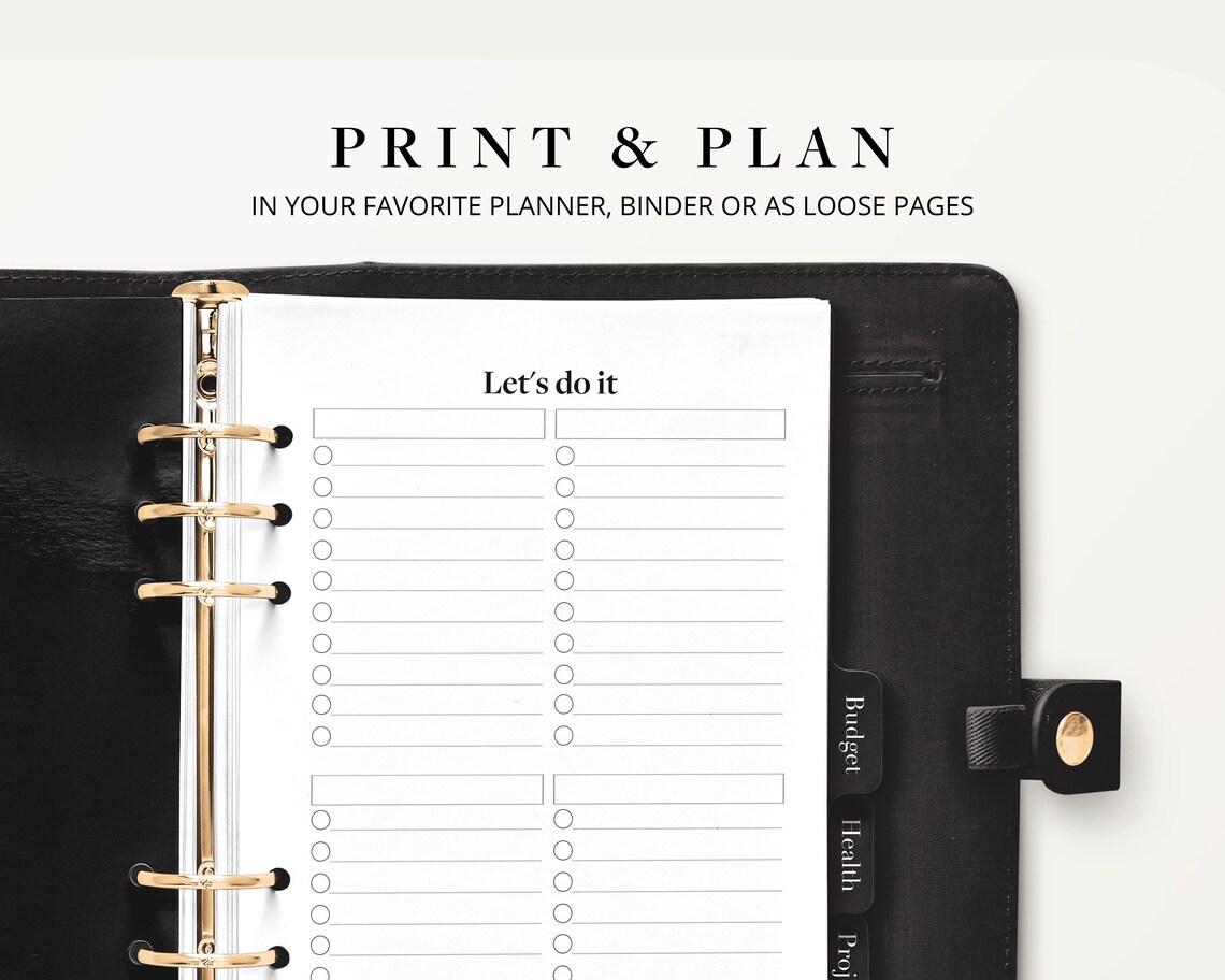 Blank Checklist Printable Minimal Planner Planner Inserts Checklist ...