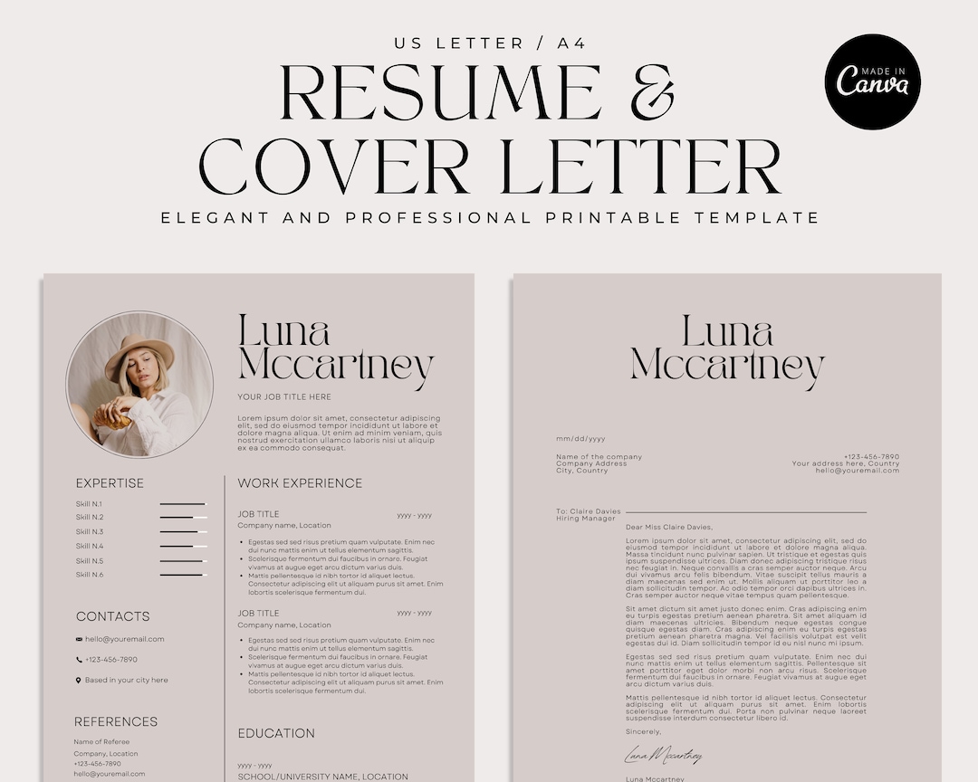 Beige, Elegant, Modern, Professional Resume & Cover Letter Canva ...