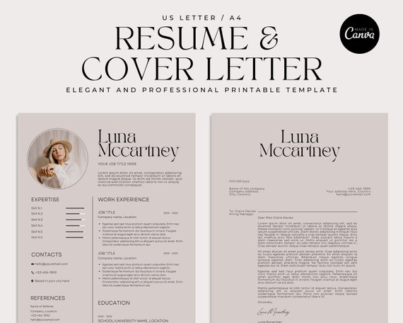 Beige Elegant Modern Professional Resume & Cover Letter | Etsy