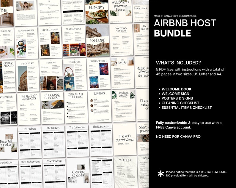 Airbnb Host Bundle Canva Template, Welcome Book, Rental Guidebook ...
