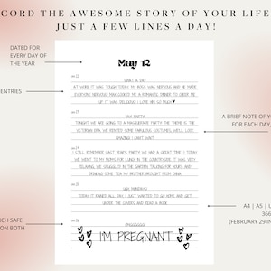 Five Years Journal Printable - A Line a Day | 365 Days Journal | Daily ...