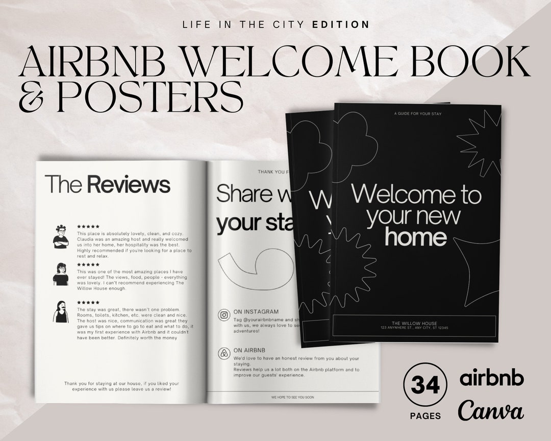 Airbnb Welcome Book & Posters Canva Template, Rental Guidebook ...