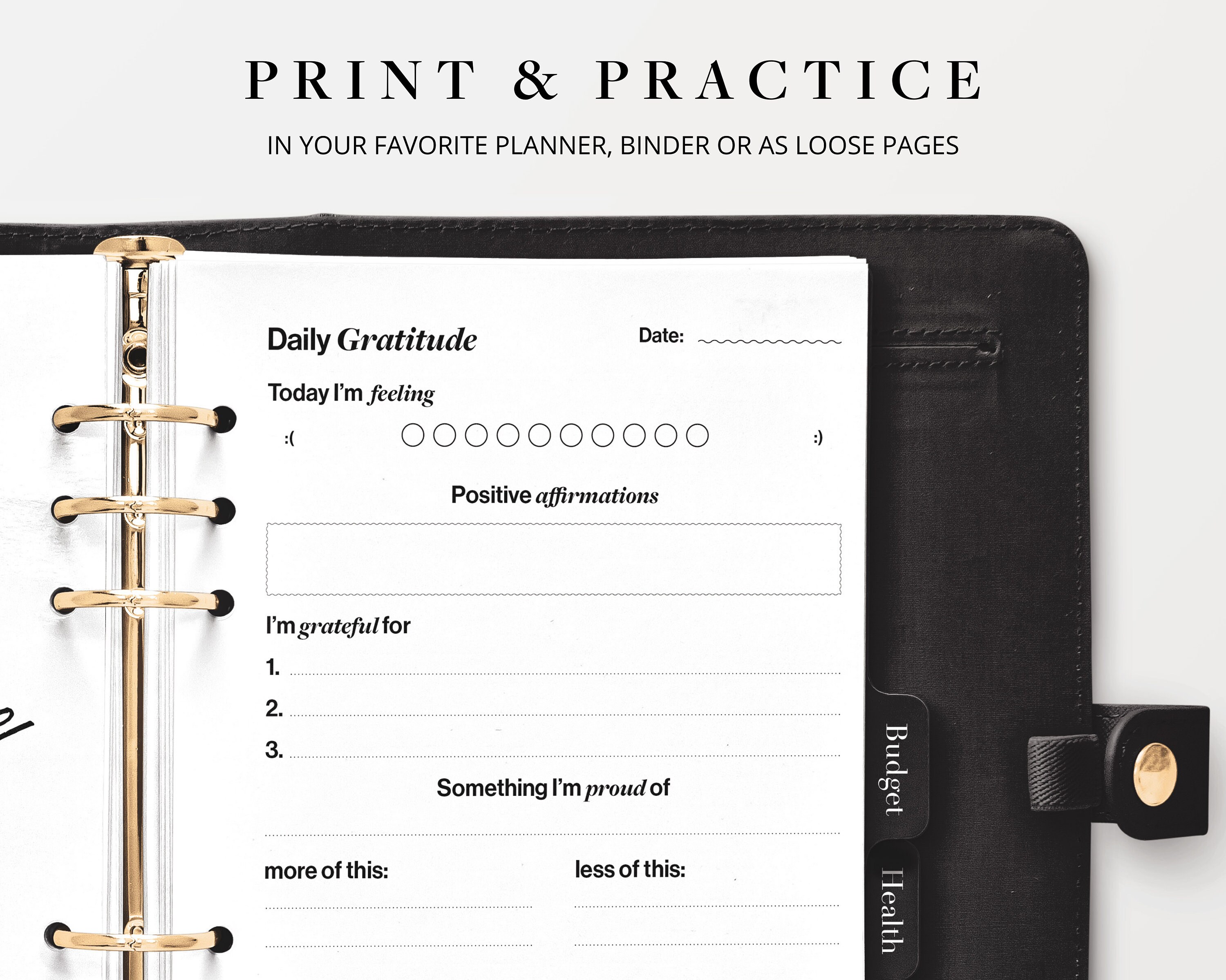 Daily Gratitude Printable Daily Check-in Self-care Mindset Goals Health ...