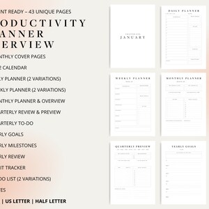 Minimal Printable Productivity Planner Bundle | Daily Weekly Monthly ...