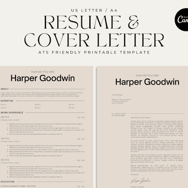 Modern Ats Friendly Resume Template | Resume Template for Canva ...