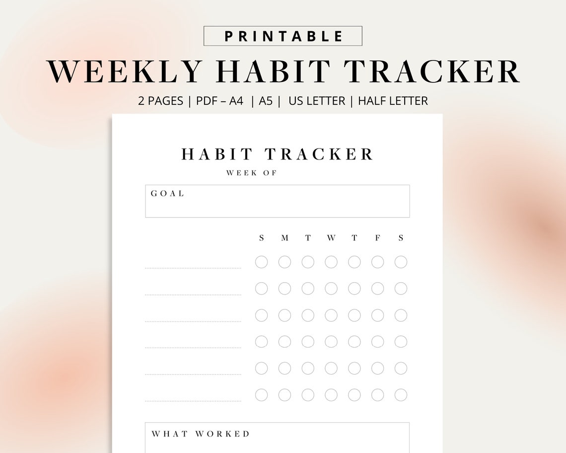 Habit Tracker Printable | Daily Weekly Habit Tracker | Fillable Tracker ...