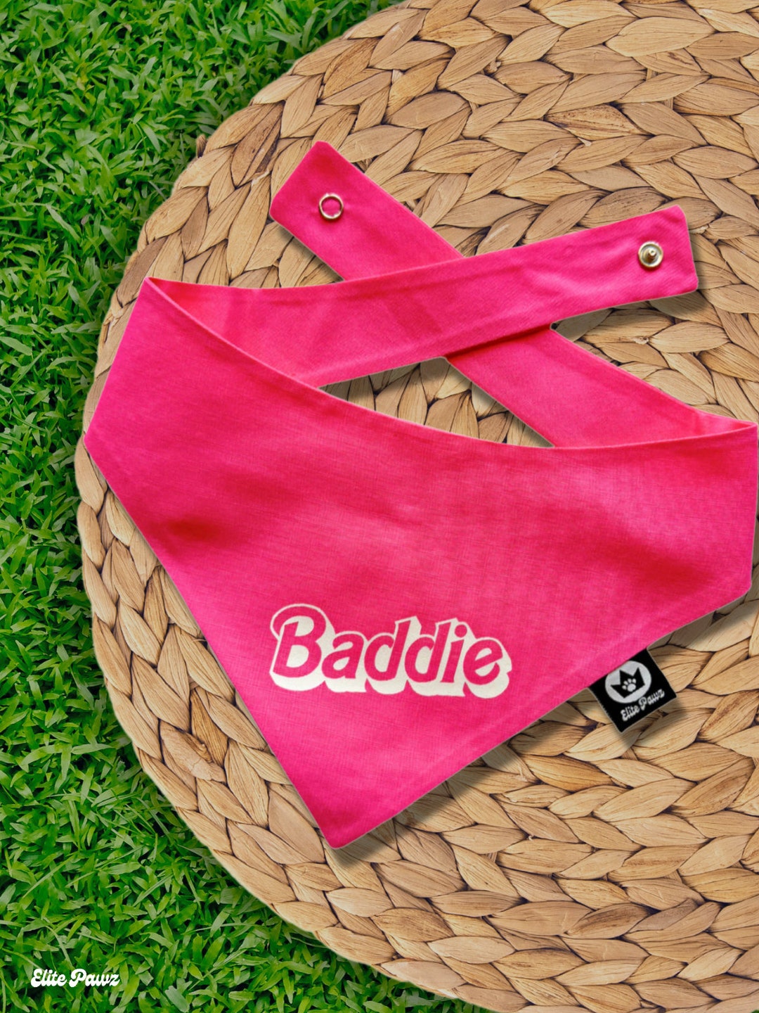 Hot Pink Dog Bandana: "baddie" Vinyl Text, Handmade Pet Accessory - Etsy