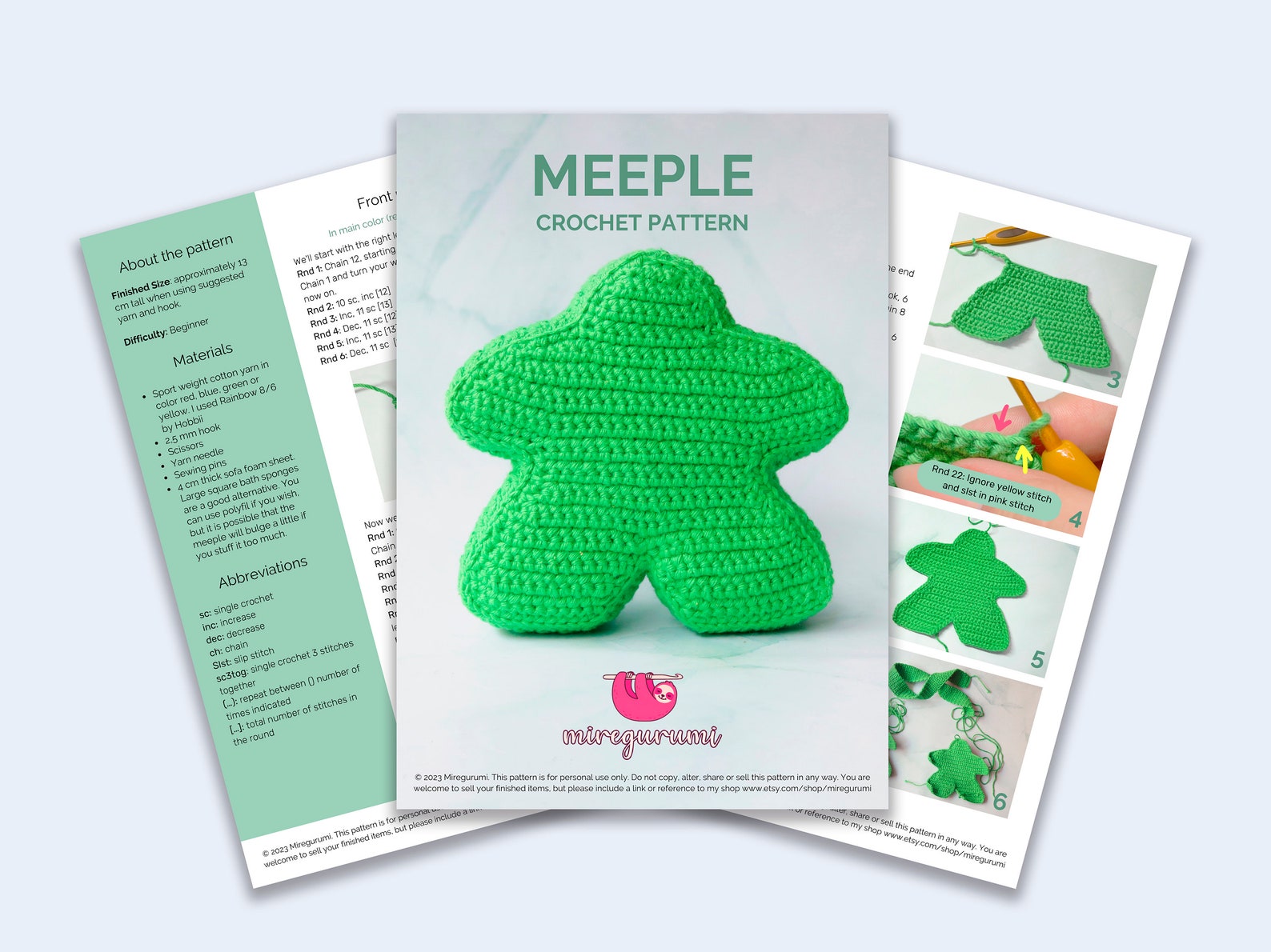 Meeple Amigurumi Crochet PATTERN, Board Game Piece Amigurumi ...