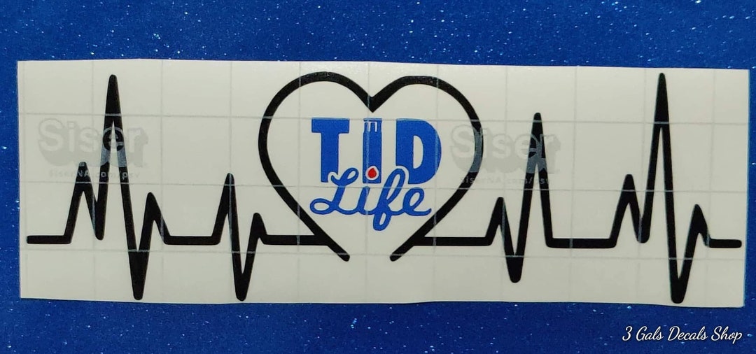 T1D Life Heartbeat Car Decal - Diabetic Vinyl Sticker - Etsy