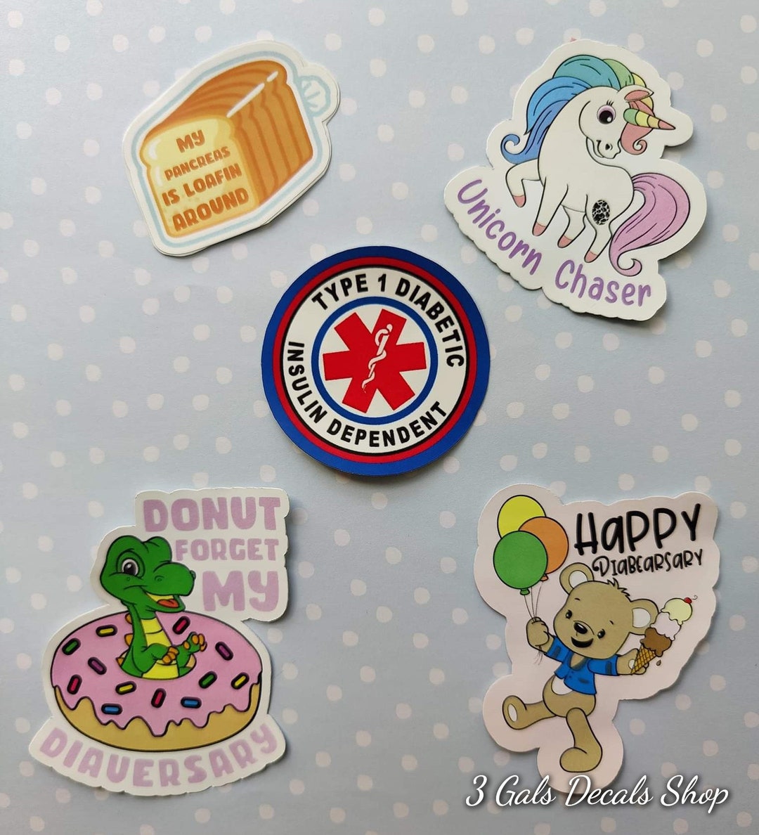Assorted Diabetic Stickers - Diaversary Stickers - T1D Stickers ...