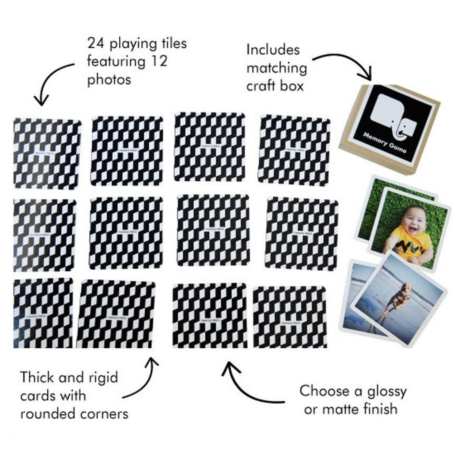 Custom Memory Game With 24 Tiles Picture Matching Game - Etsy