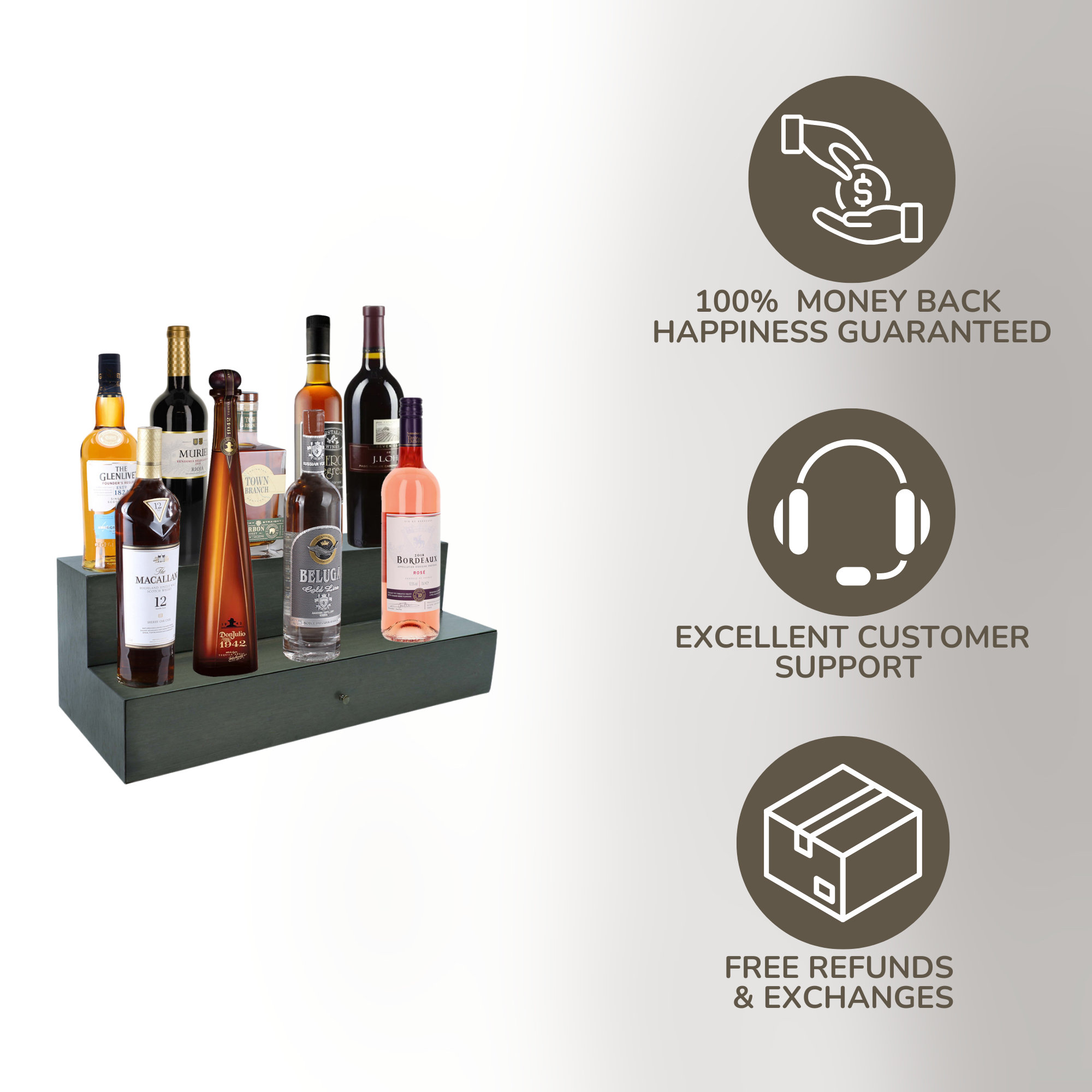 Handmade Liquor Bottle Display With Drawer Liqour Display Bar Organizer ...