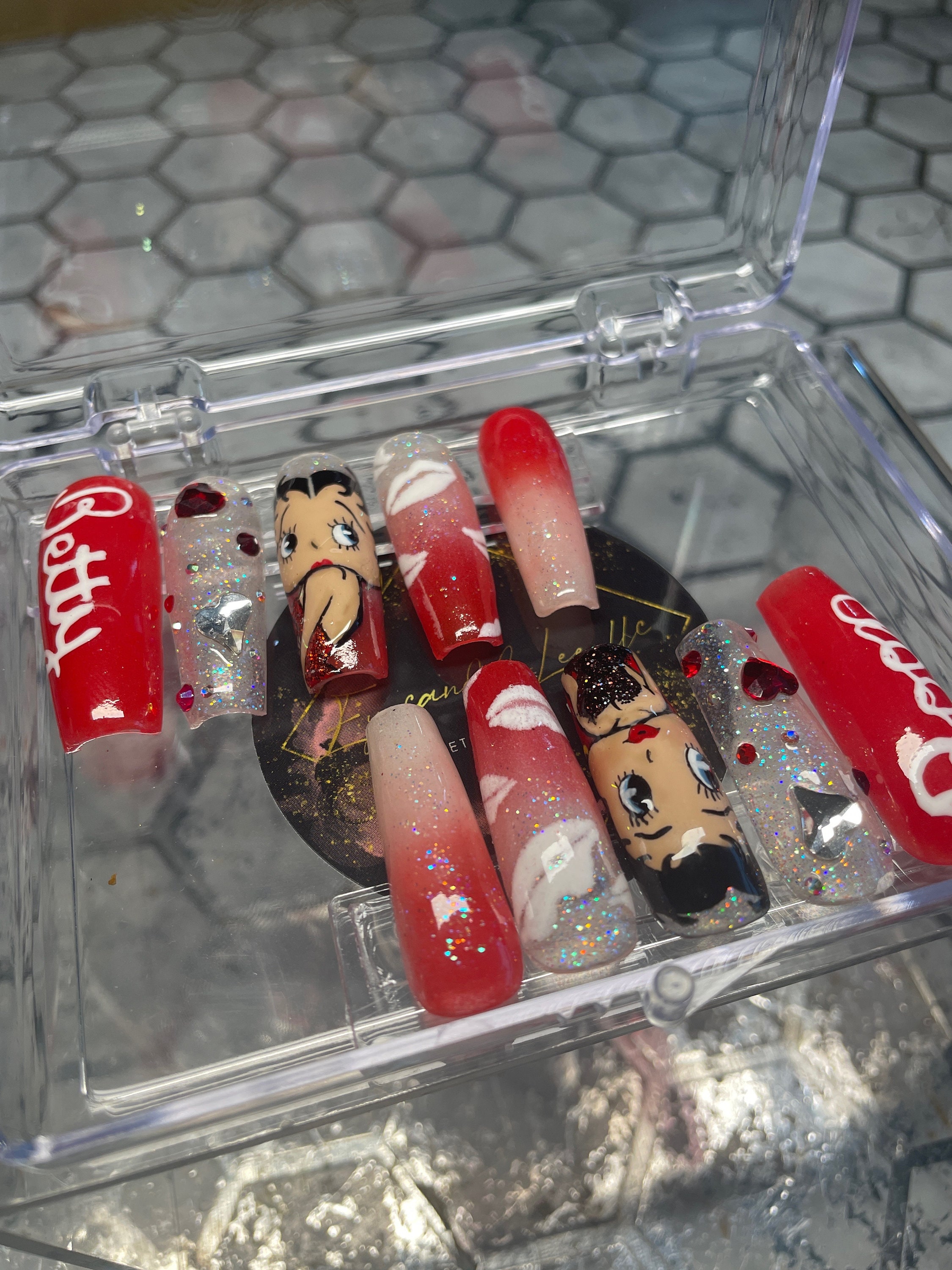 Betty Boop Nails / Hand Painted Nails /custom Press on Nails/press on ...