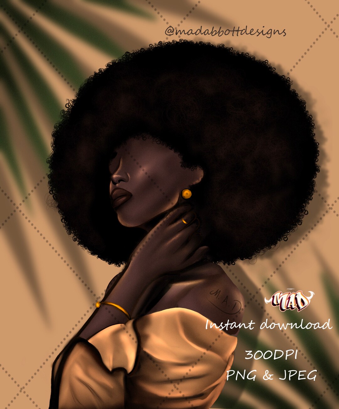 Faceless Cute Girl, Black Girl Clipart, Digital Illustration, , High ...