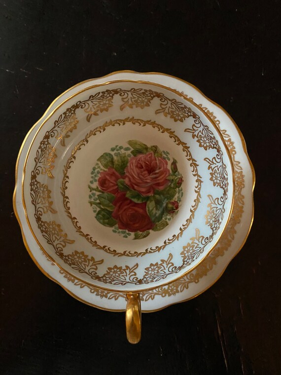 Vintage Foley Tea Cup and Saucer Set With Roses Sign by Artist - Etsy