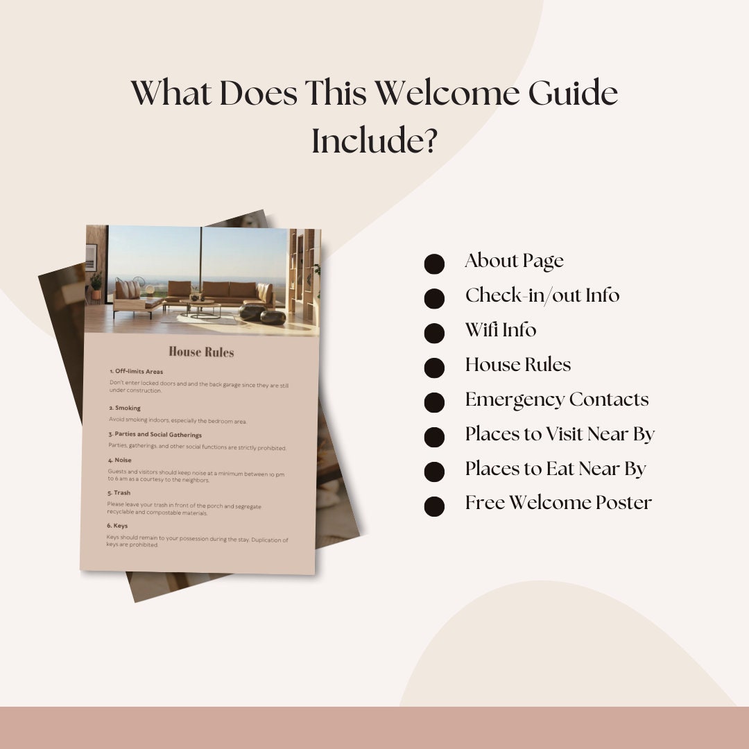 Airbnb Welcome Guide Template for Canva Aesthetic Design Free Printable ...