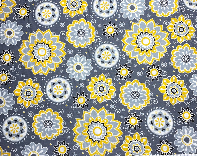 Muted Floral Fabric Grey and Pink Flowers by Beesweet Muted Colors ...