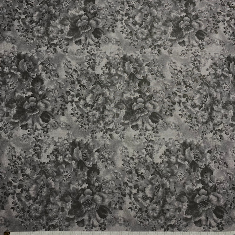 Gray Floral Fabric - Etsy