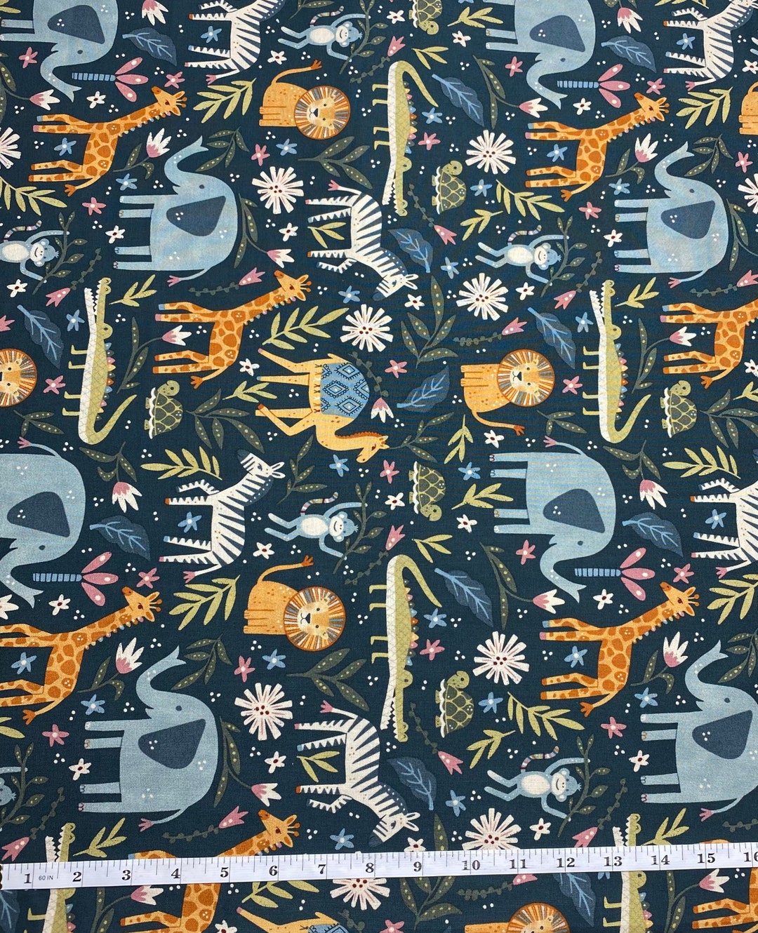 Jungle Animals Cotton Fabric Print - Etsy