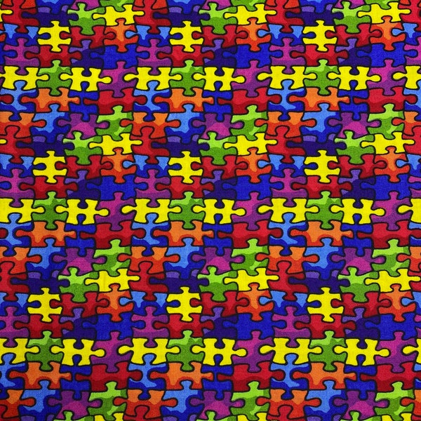 Puzzle Pieces Fabric - Etsy