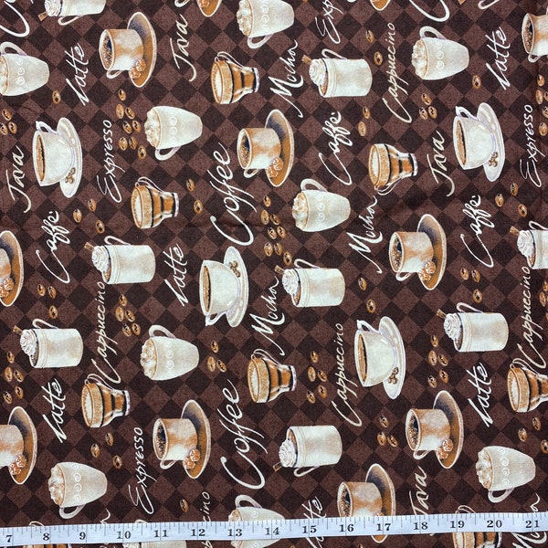 Coffee Print Fabric - Etsy