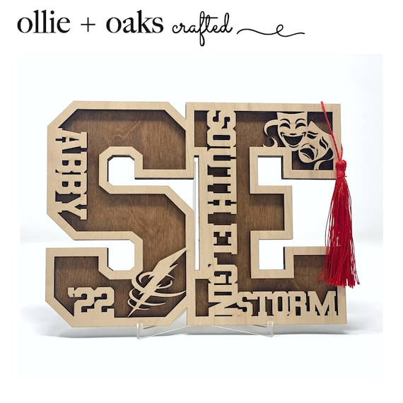 Custom Senior High School Letter Plaque Stained Graduation - Etsy