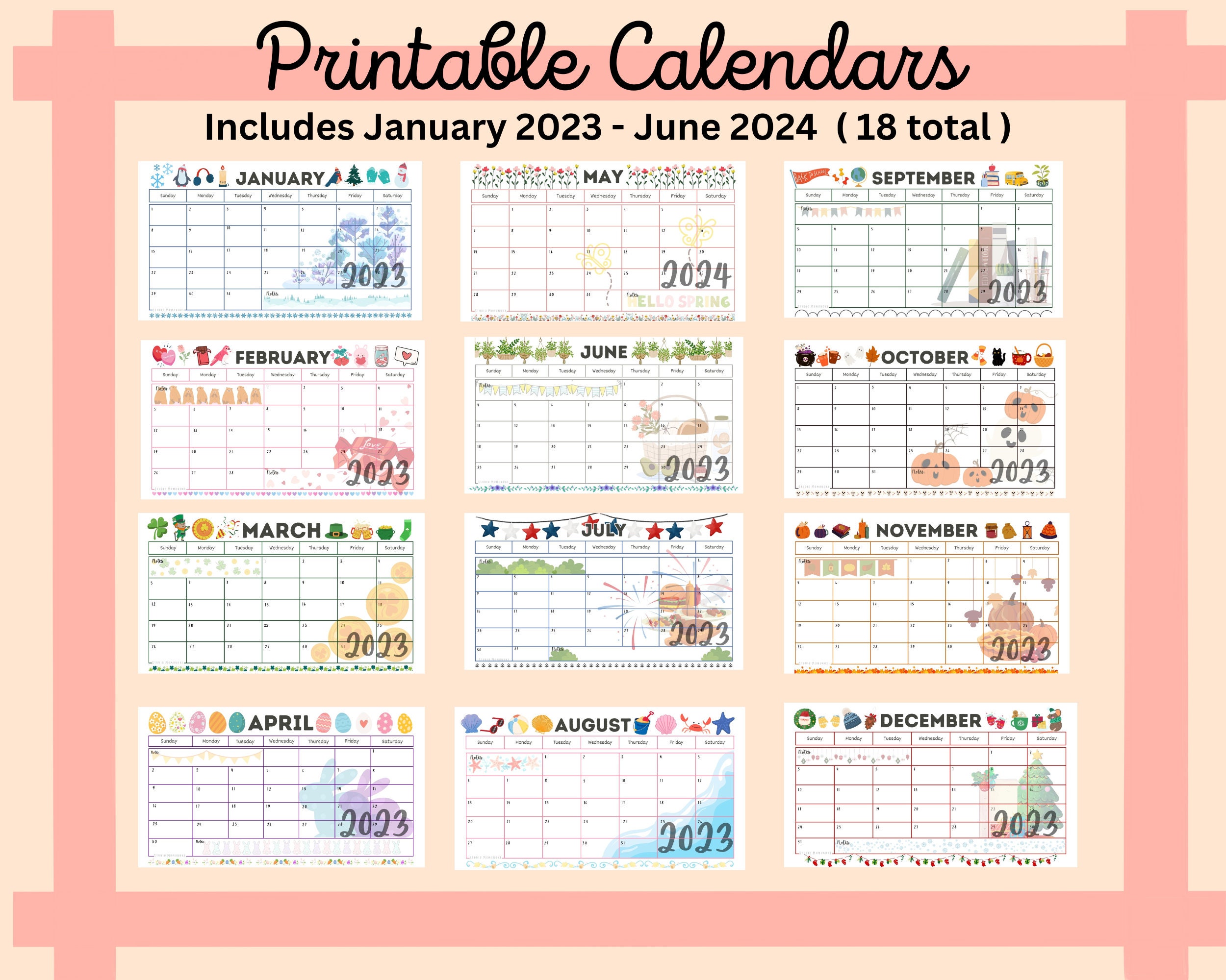 Printable Calendar 2023-2024, Printable Calendar, School Calendar PDF ...