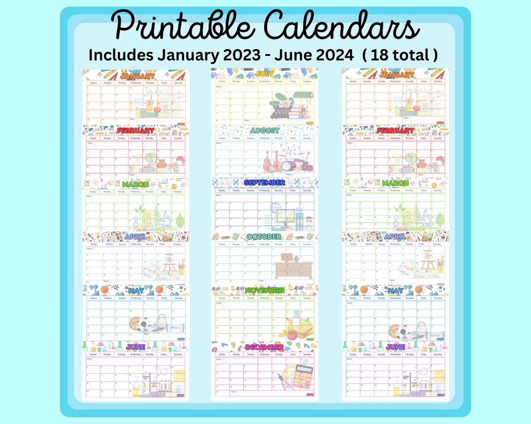 Printable Calendar 2023-2024 Printable School Calendar - Etsy