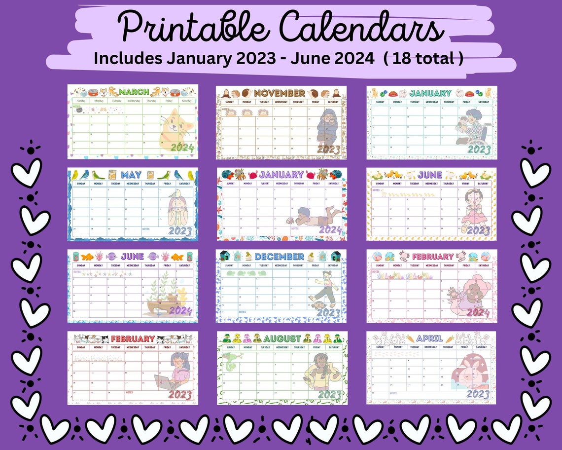 Printable Calendar 2023-2024 Printable Calendar School - Etsy UK