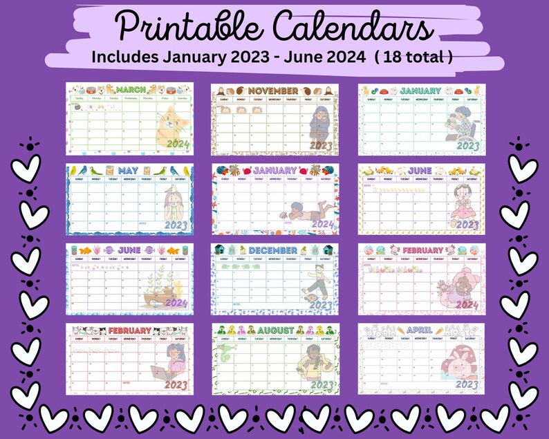 Printable Calendar 2023-2024 Printable Calendar School - Etsy UK