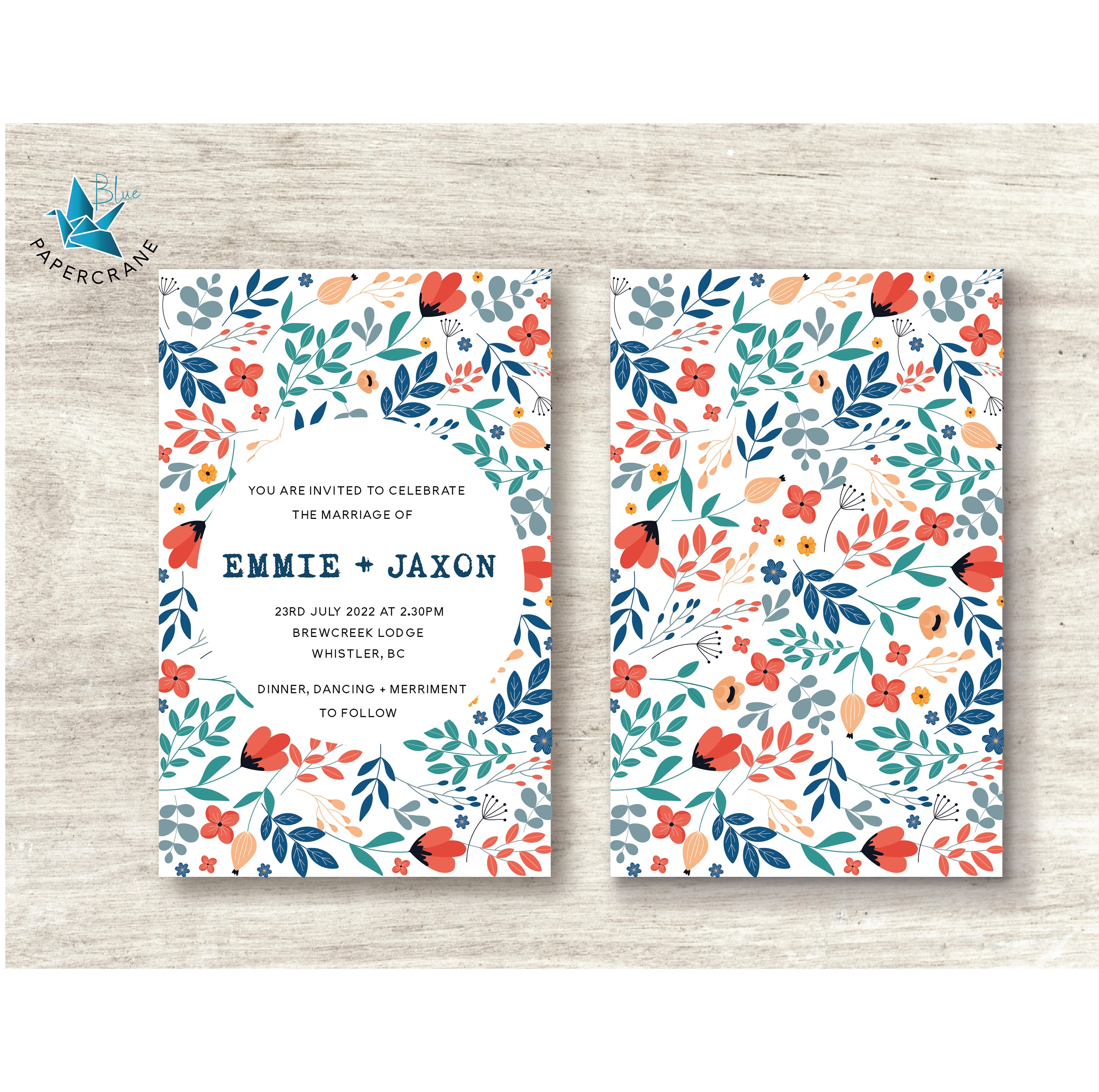 Wedding Invite, Printable Wedding Invitation, Semi-custom Invite ...