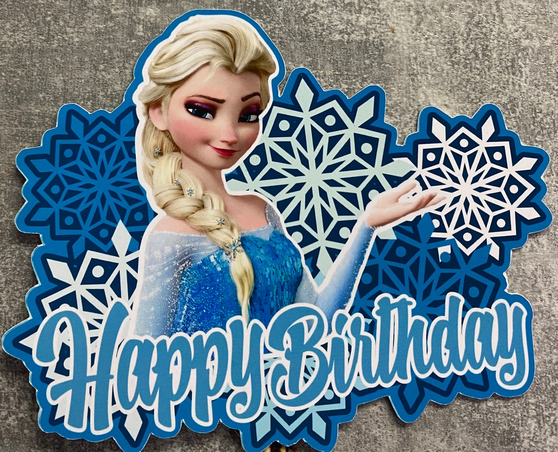 Frozen Inspired Elsa Happy Birthday Snowflakes Cake Topper | Etsy