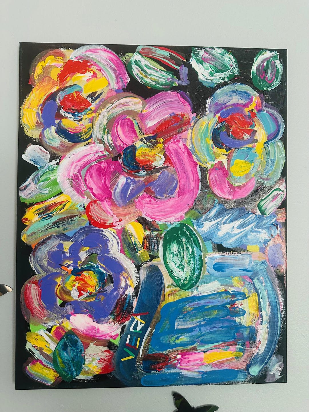Abstract Flowers Original Painting by Artist Alex Vera, Abstract Blends ...