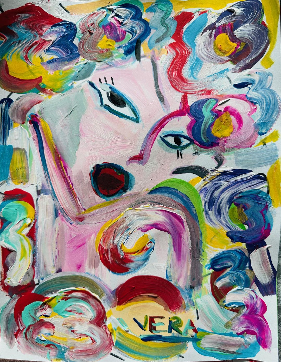 Flower Girl Original Painting by Alex Vera, Peter Max Style, Romero ...