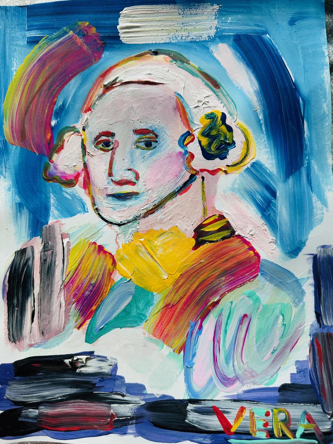 Original Painting George Washington by Alex Vera, Peter Max Style ...