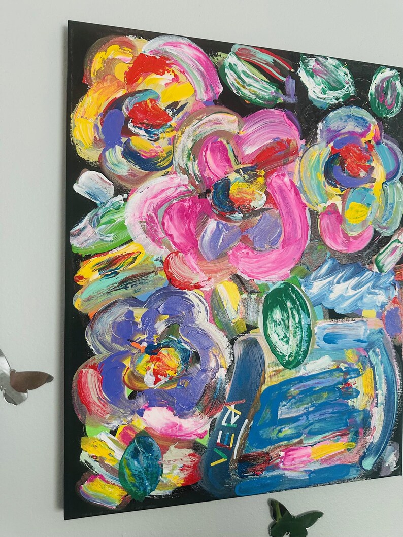 Abstract Flowers Original Painting by Artist Alex Vera, Abstract Blends ...