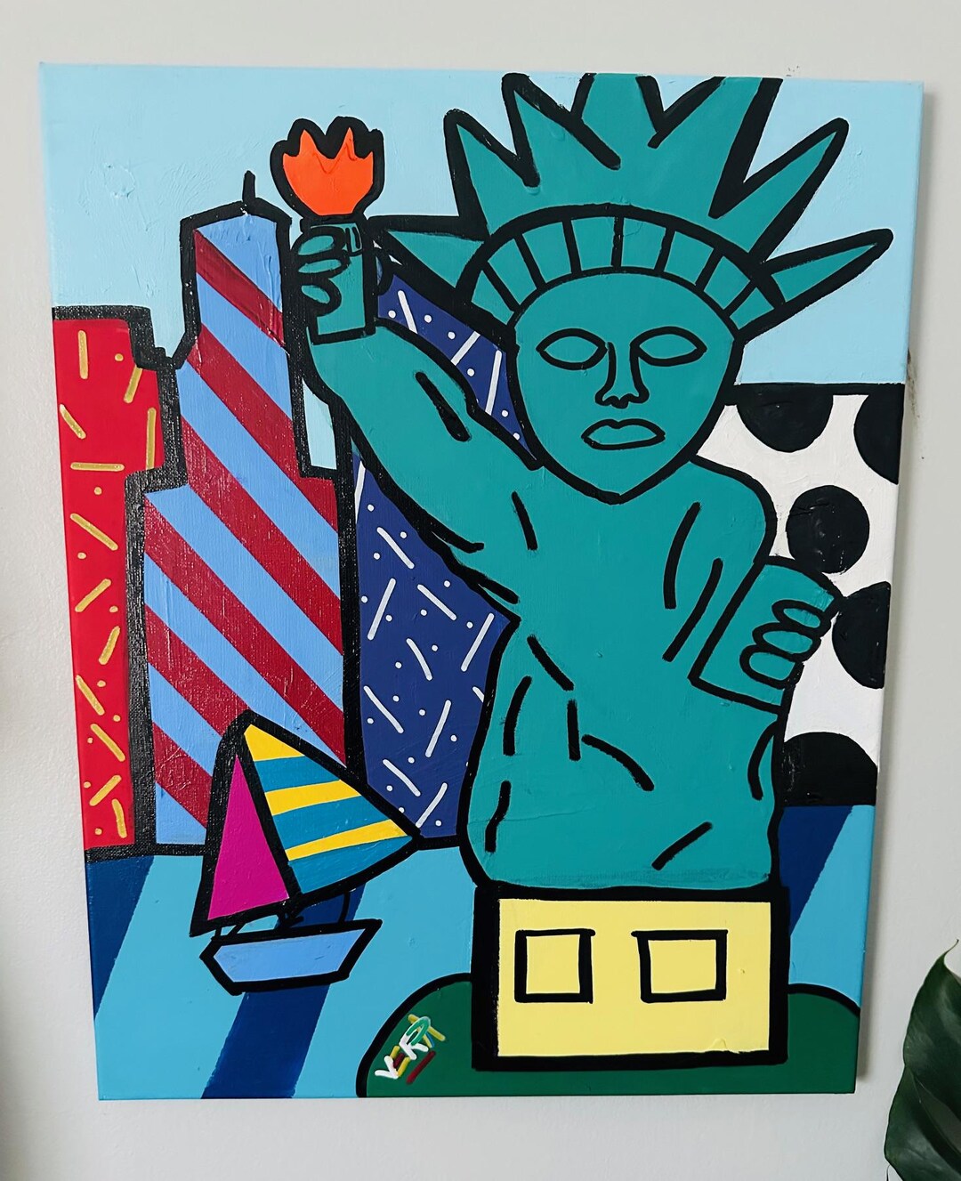 Original Statue of Liberty Painting Acrylic Oil by Alex Vera, Statue of ...