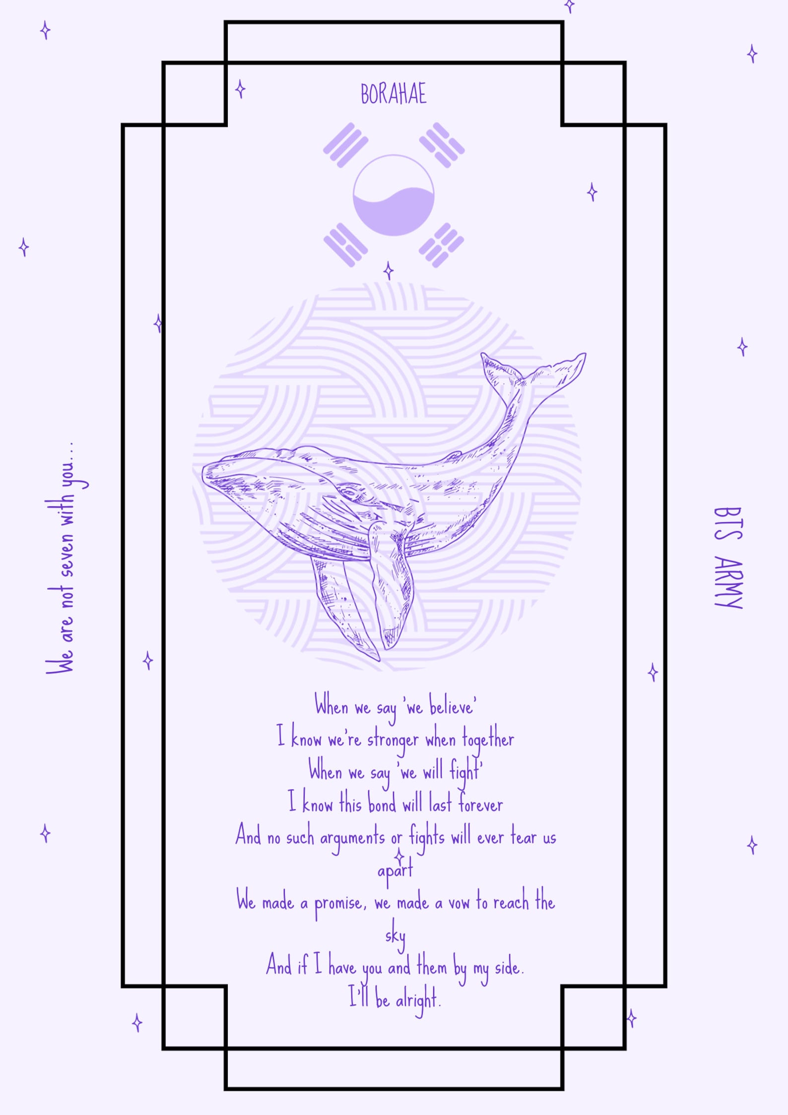 BTS Inspired ARMY Digital Print SEVEN Purple Whale Borahae Korea - Etsy