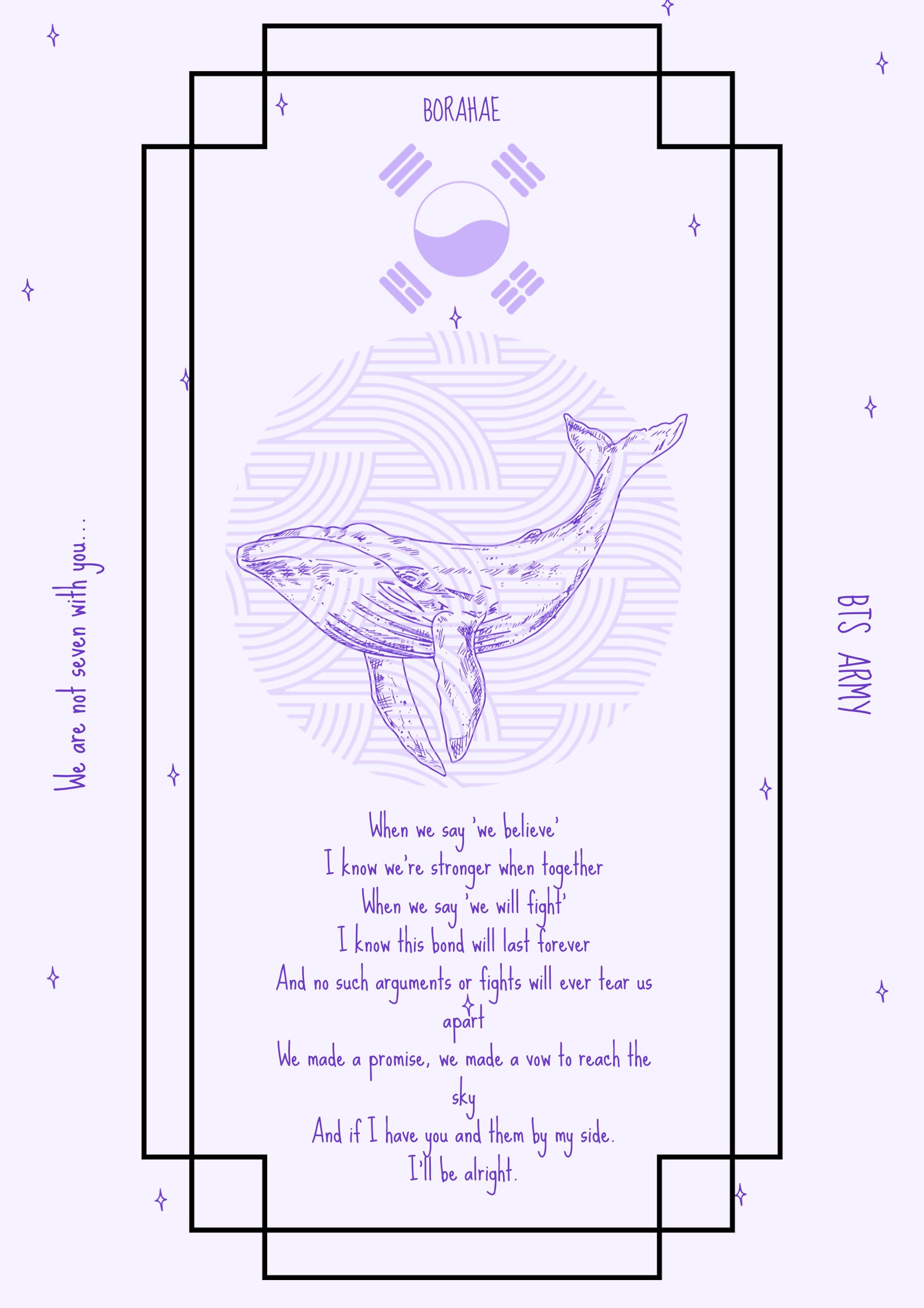 BTS Inspired ARMY Digital Print SEVEN Purple Whale Borahae Korea - Etsy