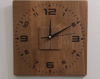 Square Oak Wood Clock - Etsy