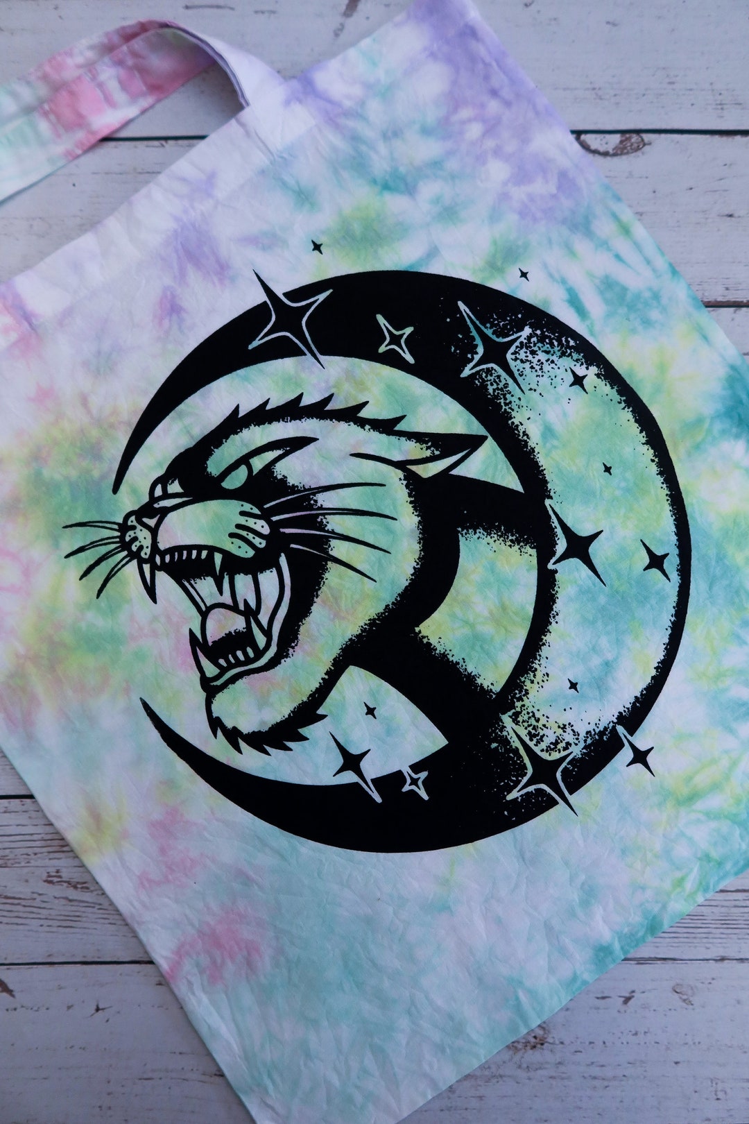 Batik Tasche Fierce and Fearless Panther Mit Mond - Etsy