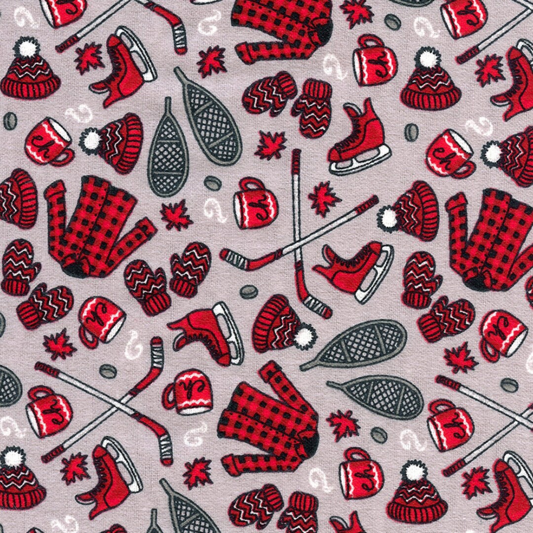 So Canadian Eh? Winter Sports Flannel on Grey by Camelot Fabrics - Etsy