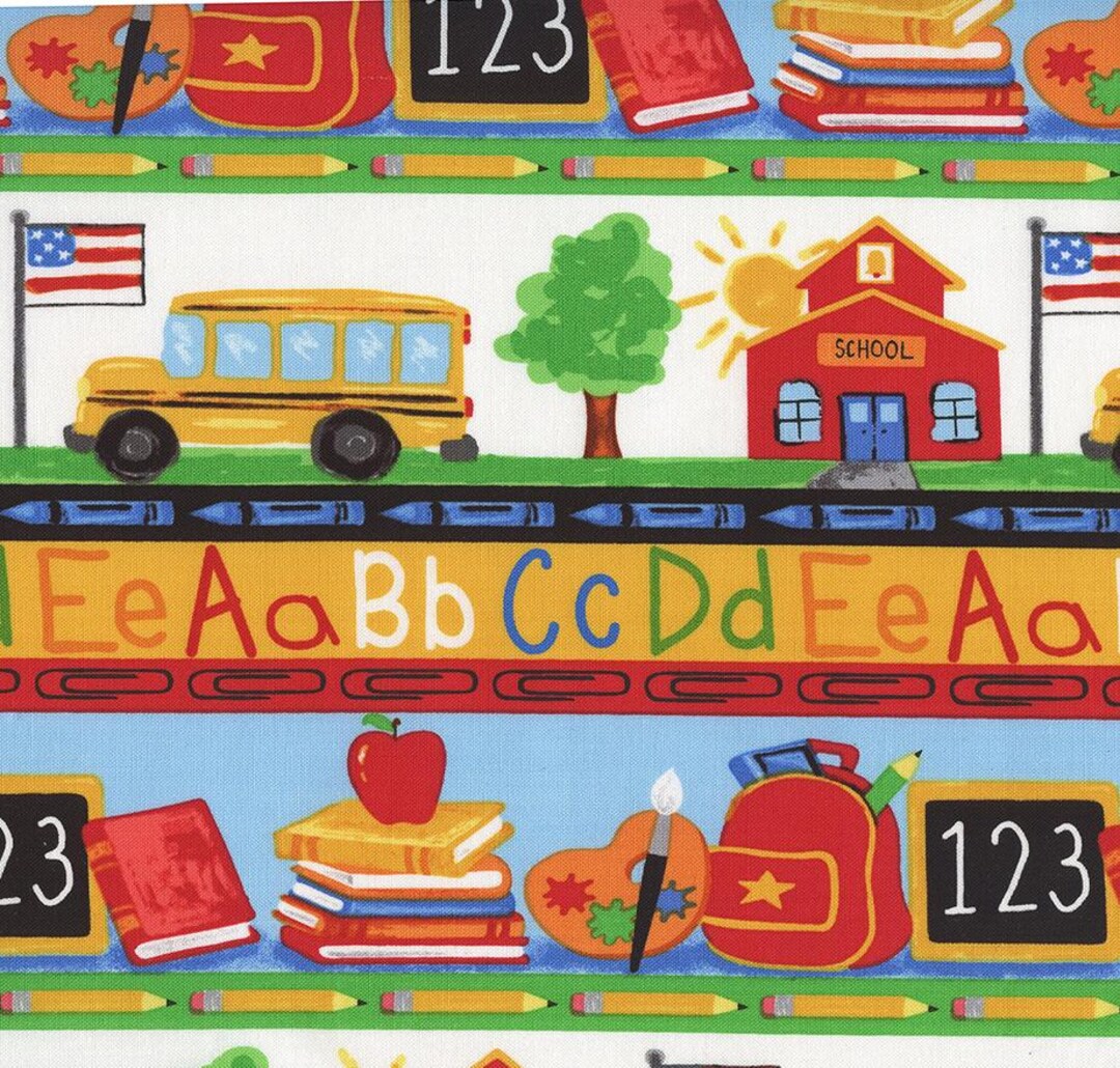 A Day at School Border Stripe by Studio E Fabrics - Etsy