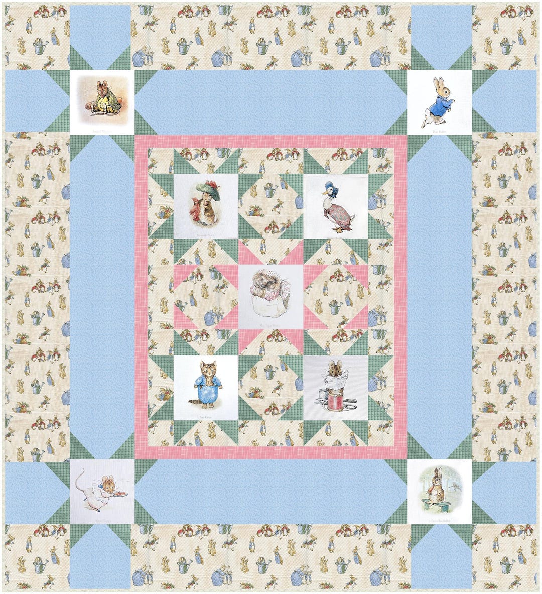 Peter Rabbit Ribbon Star Blocks Baby Quilt Kit Pink - Etsy