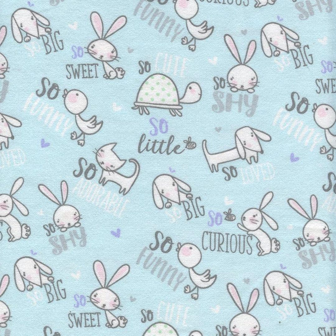 DOODLE BABY FLANNEL: Dream Big Animal Toss on Lt. Turq. by Benartex ...