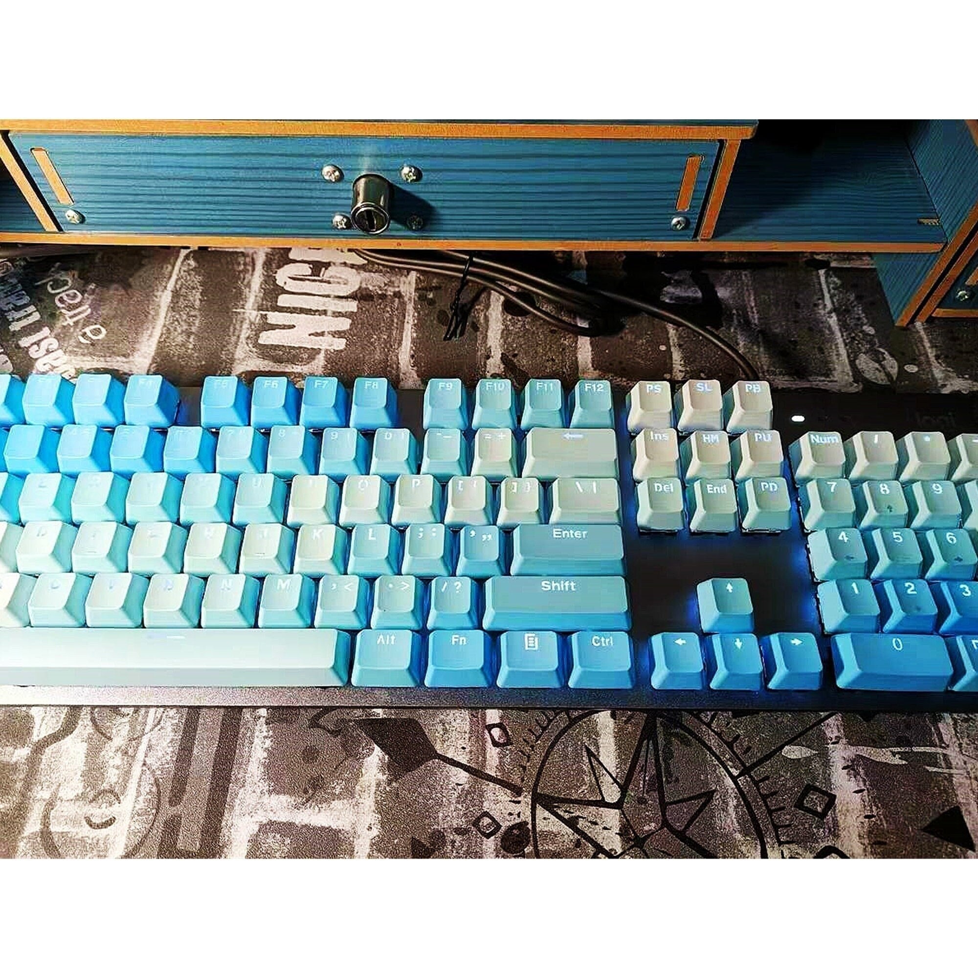 Blue Keycaps Set Oem Keycaps Set 87 104 108 Keycaps Artisan - Etsy