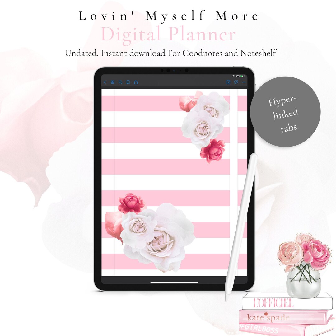 Digital Planner With Pink Girly Glam Theme for Goodnotes on iPad and ...