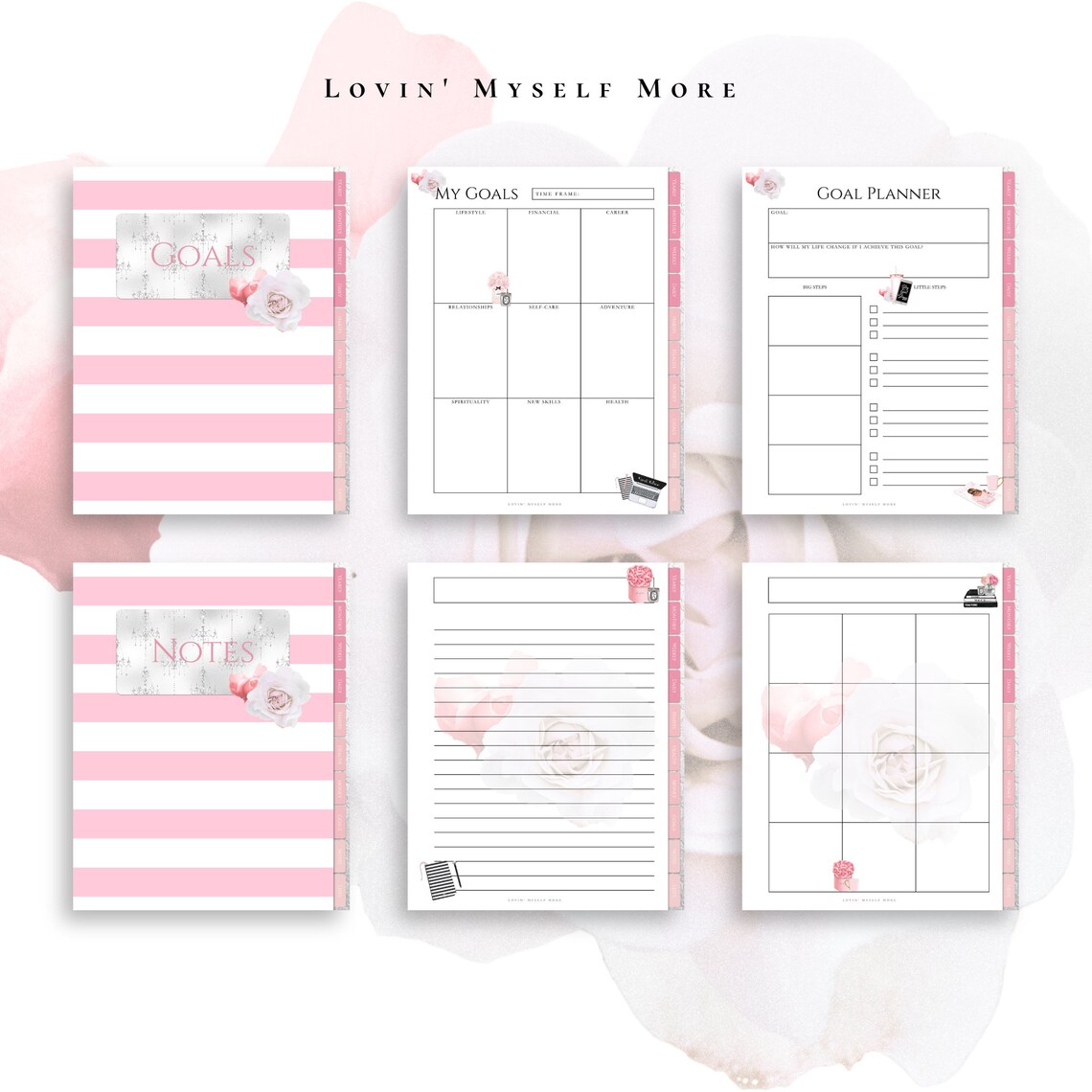 Digital Planner With Pink Girly Glam Theme for Goodnotes on iPad and ...