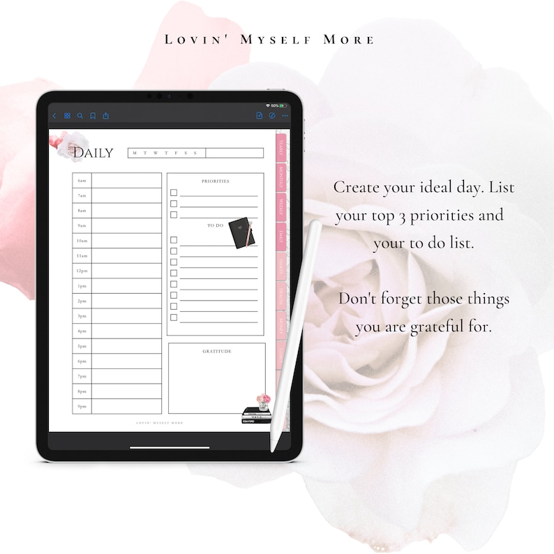 Digital Planner With Pink Girly Glam Theme for Goodnotes on iPad and ...