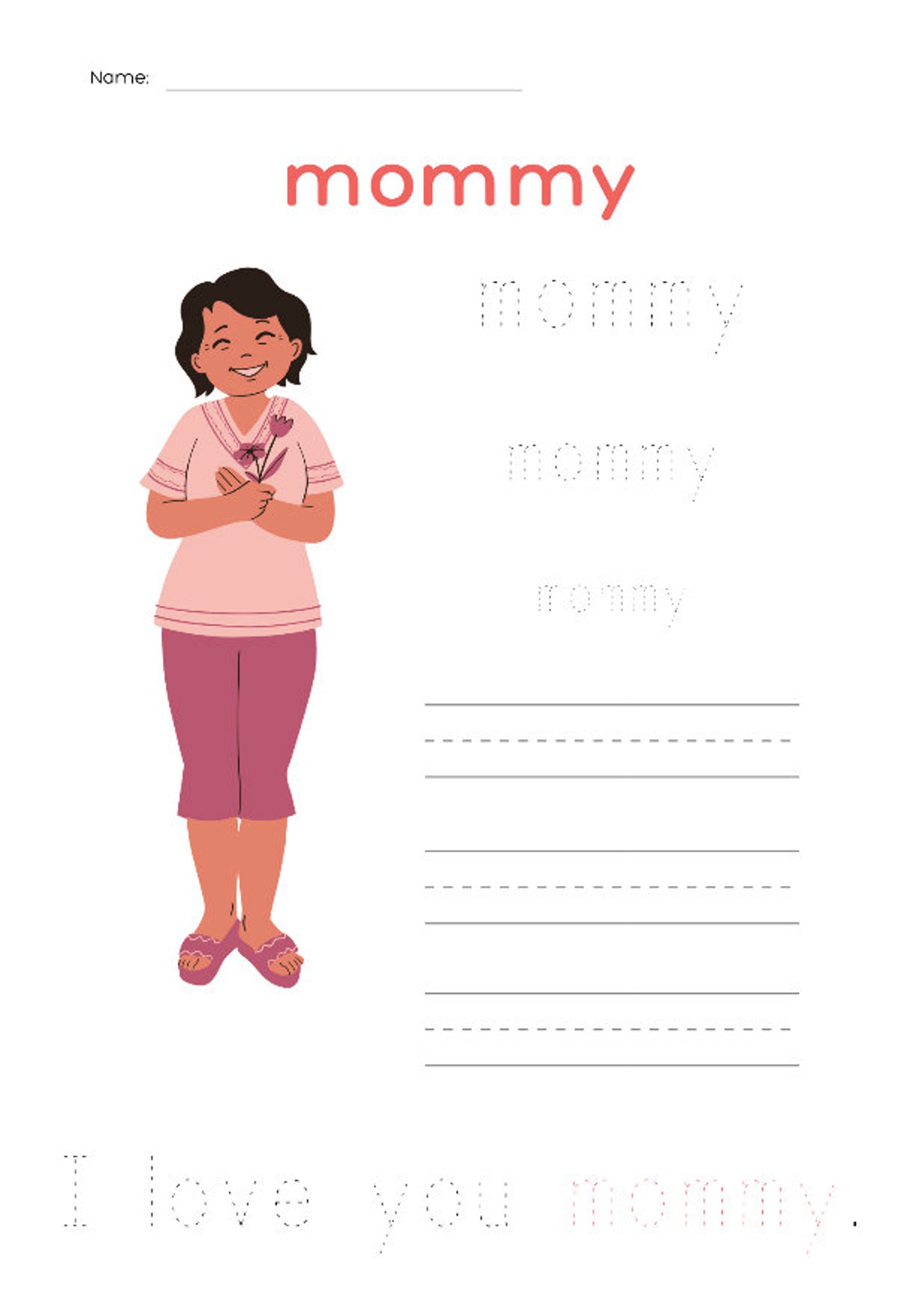 I Love My Family Handwriting Practice - Etsy
